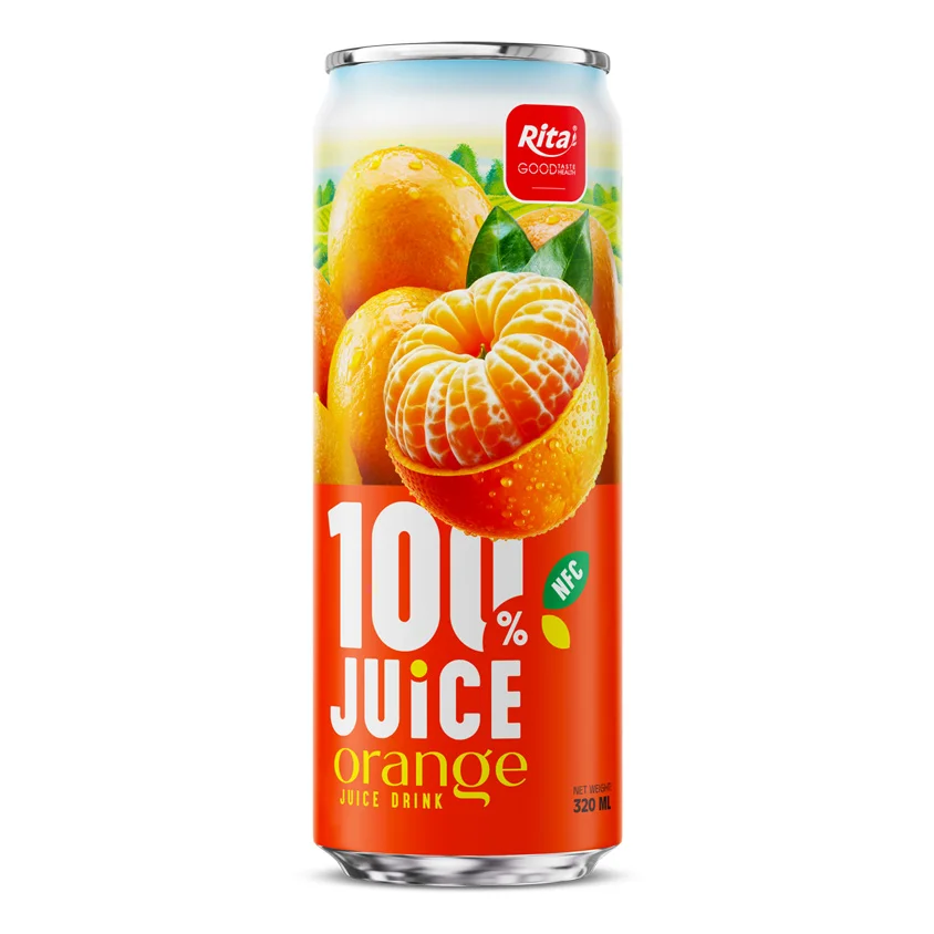 Fruit Juice: 320ml Sleek Can 100% NFC Orange Juice Drink