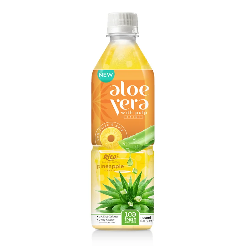 Aloe Vera Juice: aloe vera pulp juice with pineapple 500ml Pet squares