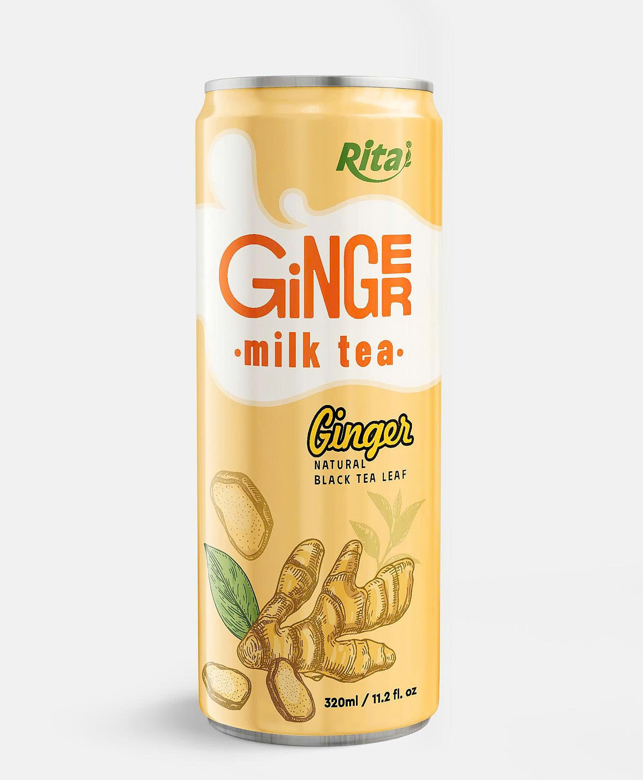 Milk Drinks: Rita Ginger Milk Tea Natural Black Tea 320ml Sleek Can
