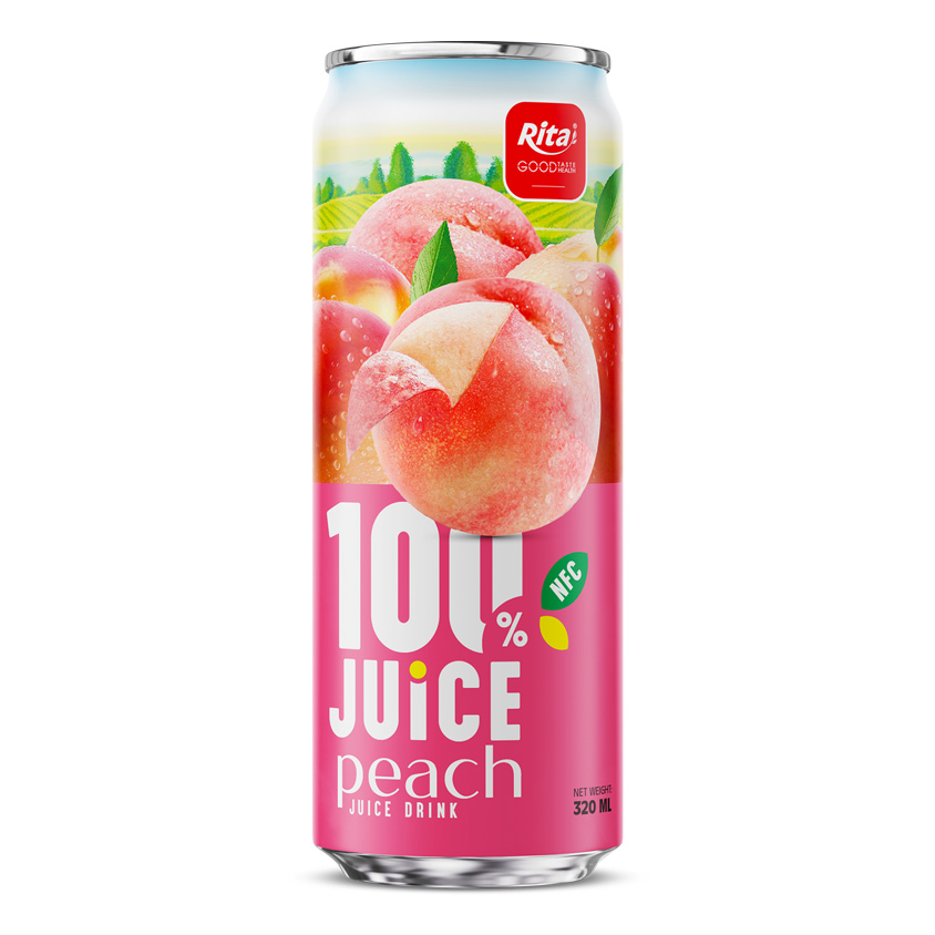 Fruit Juice: 320ml Sleek Can 100% NFC Peach Juice Drink