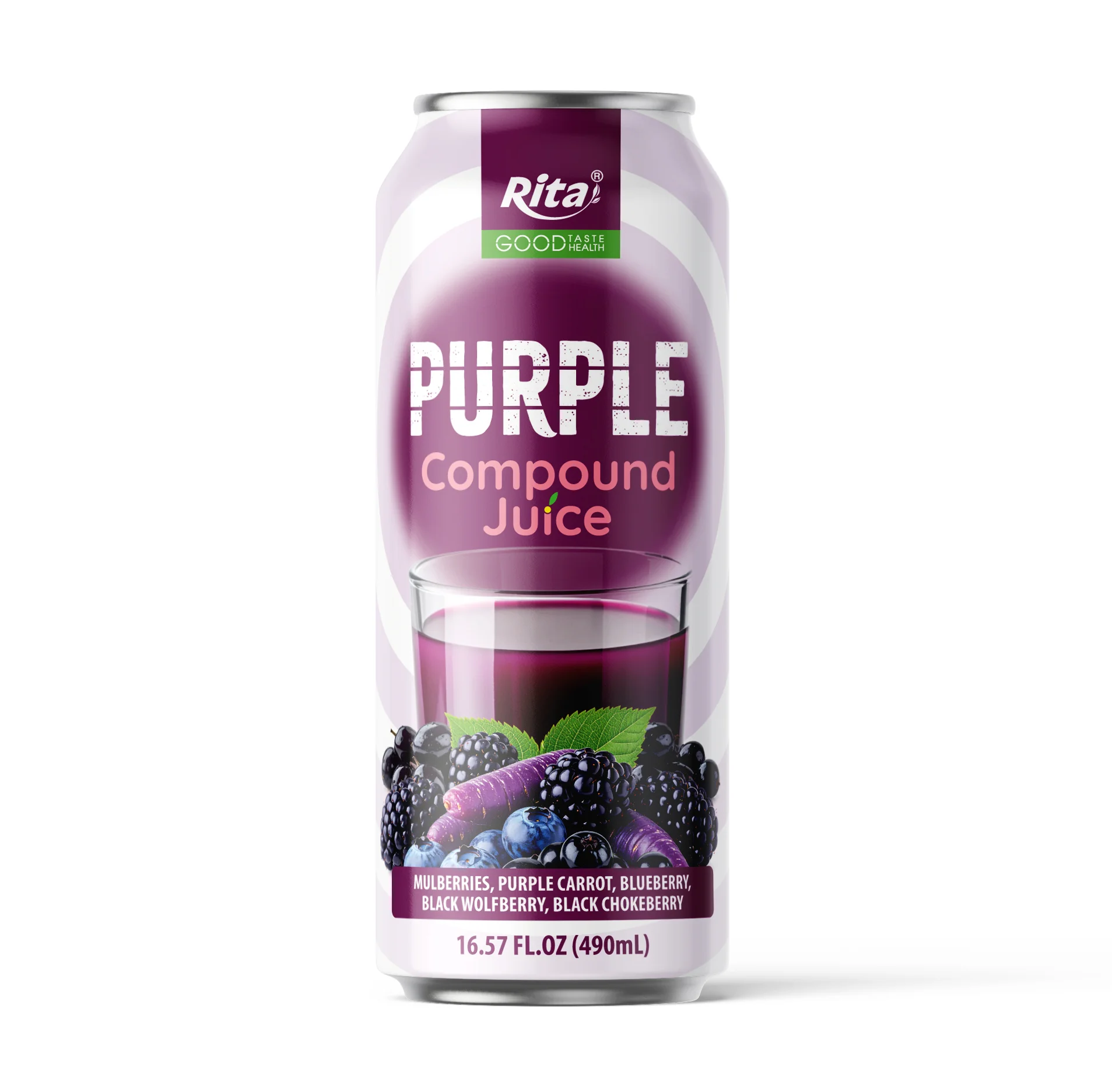 Fruit Juice: Rita Purple Compound Juice Mulberry Blueberry 490ml Can