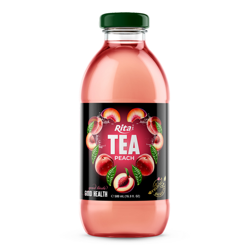 Tea Drink: Peach Tea 500ml Glass Bottle High Quality