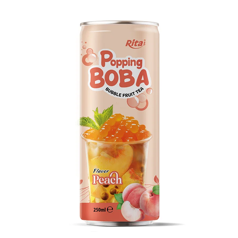 Tea Drink: Manufacturers Beverage Peach Flavor Bubble Tea 250ml Can